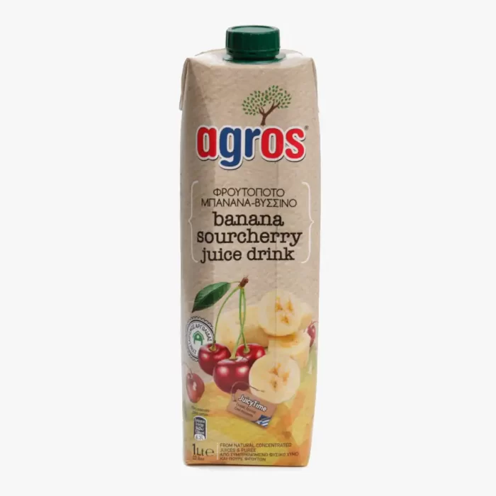Banan & Surkirsebær juice Agros 1lt | Greek Market